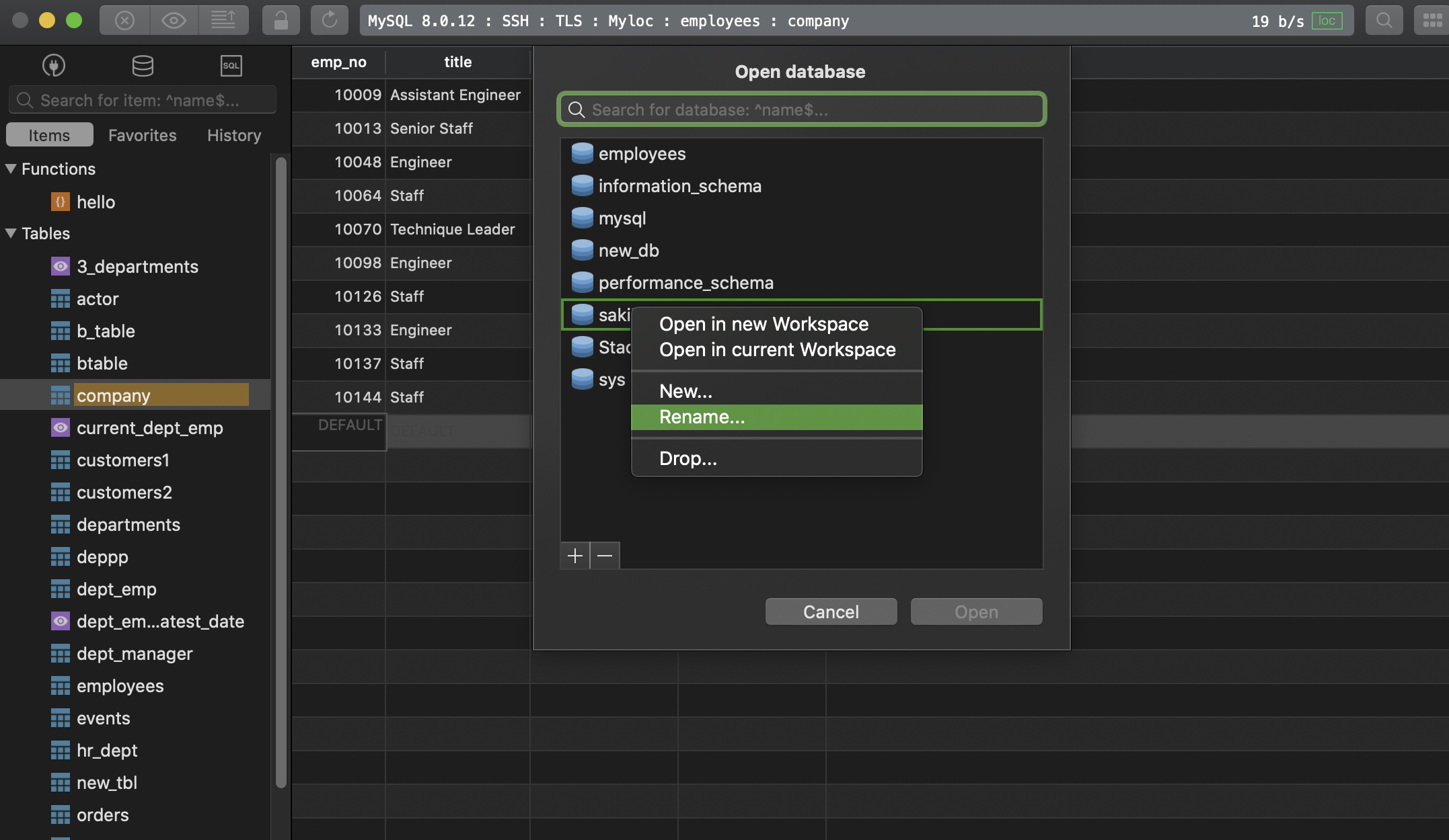 MySQL How To Rename A Database In MySQL TablePlus