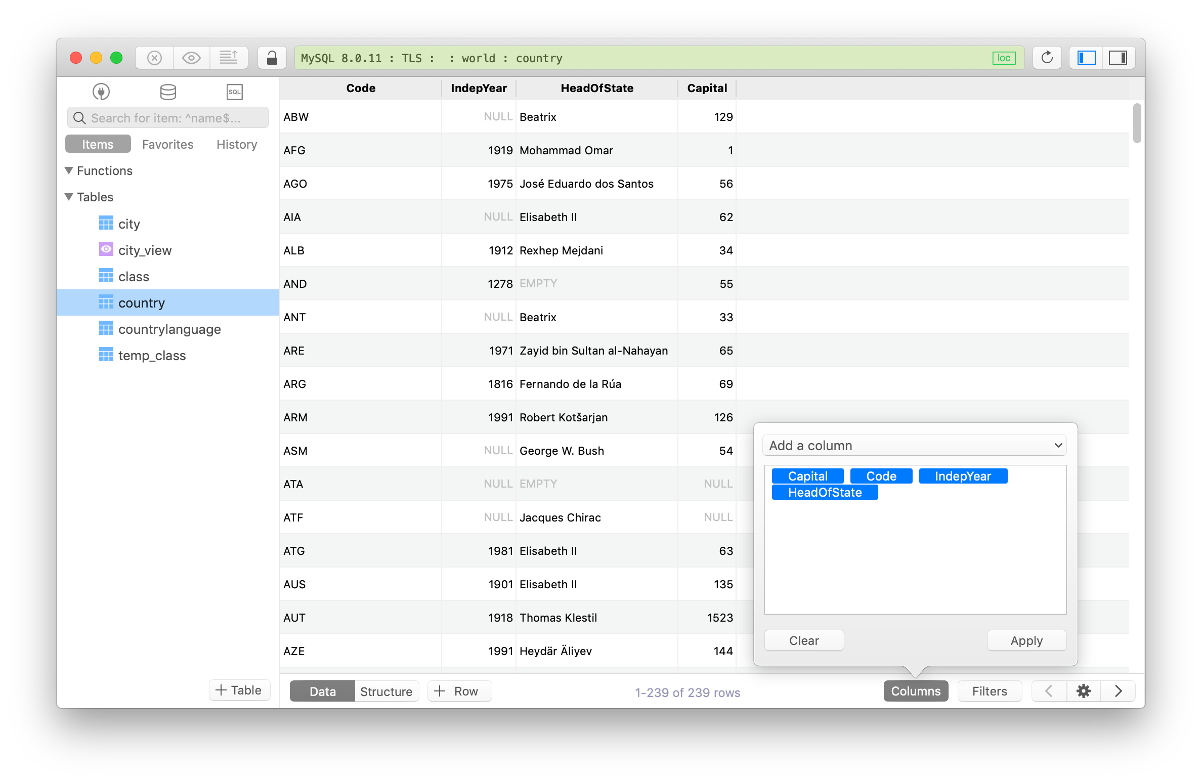 MySQL How To Show Only Some Selected Columns From A Table TablePlus